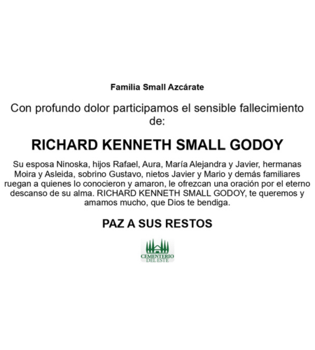 Obituario Richard Kenneth Small Godoy - EL NACIONAL