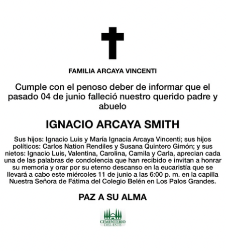 Obituario Ignacio Arcaya Smith - EL NACIONAL